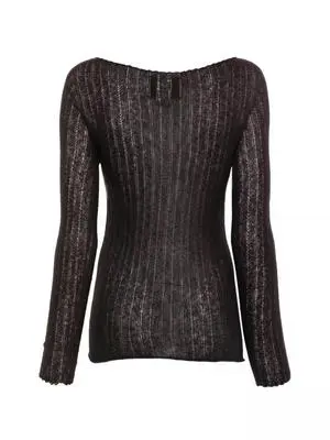 VANISE Ribbed-knit Long-sleeve Top