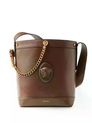 Versace Pivot Small Leather Bucket Bag