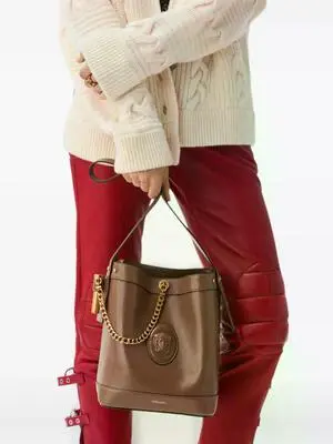 Versace Pivot Small Leather Bucket Bag