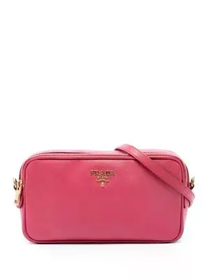 Prada Saffiano Mini Double Zip Camera Cross Body Bag