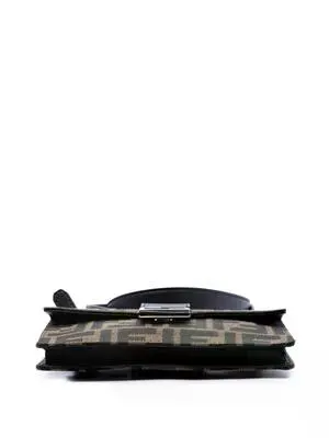 Fendi Zucca Canvas Convertible Baguette Pouch Cross Body Bag - Black