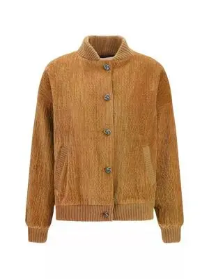 KRISTINA TI Corduroy-effect Bomber Jacket - Brown