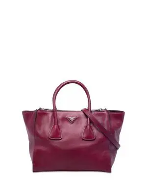 Prada 2010-2026 Glace Calf Twin Pocket Double Handle Satchel - Red