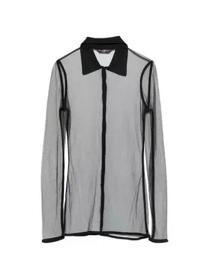 John Galliano 2000s Mesh Button-up Blouse - Black