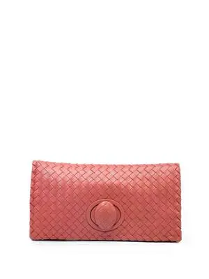 Bottega Veneta 2012-2026 Nappa Intrecciato Turn Lock Clutch Bag - Pink