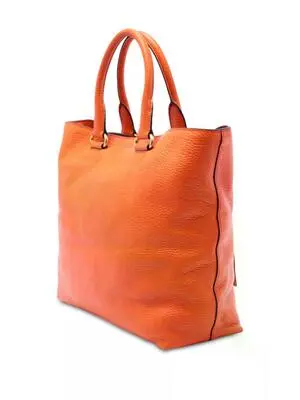 Prada Vitello Daino Front Pocket Open Convertible Tote Satchel - Orange