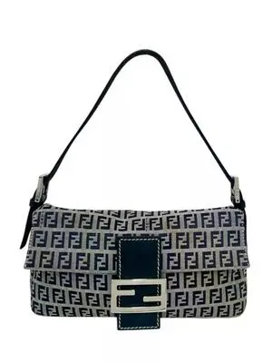 Fendi 2000-2010 Zucchino Canvas Baguette Shoulder Bag - Grey