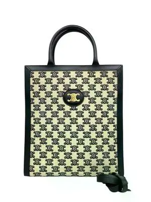 Celine 2021 Small Triomphe Canvas Vertical Cabas Tote Satchel - White