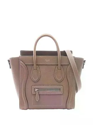 Celine 2000-2026 Nano Leather Luggage Tote Satchel - Brown