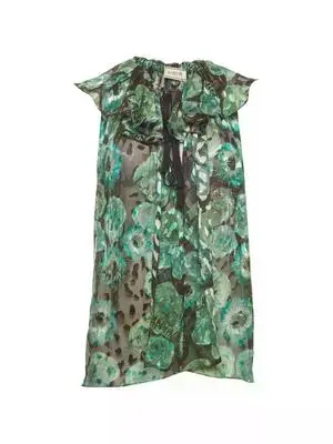 LANVIN Floral-print Chiffon Blouse - Green