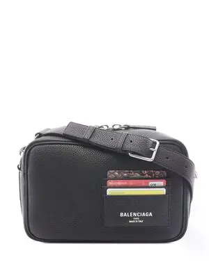 Balenciaga 2020-2026 Leather Credit Camera Bag Crossbody Bag - Black