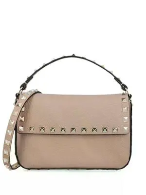 Valentino Garavani Rockstud Grainy Calfskin Pouch - Neutrals