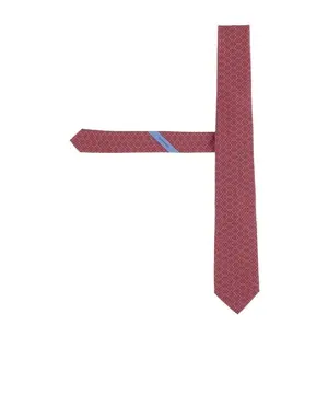 FERRAGAMO Jacquard Pointed Tip Neck Tie - Red