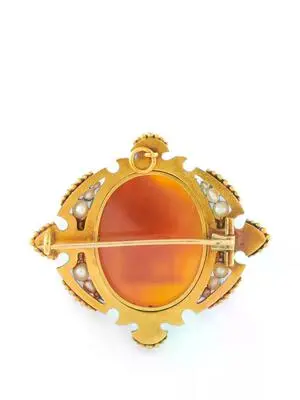 LB EXCLUSIVE Agate And Pearl Cameo Brooch