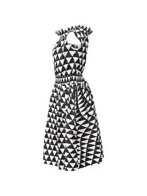 Prada Geometric Print Off-shoulder Mini Dress