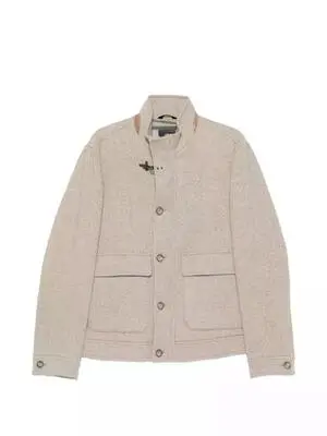 FAY Herringbone-weave Lobster-clasp Coat