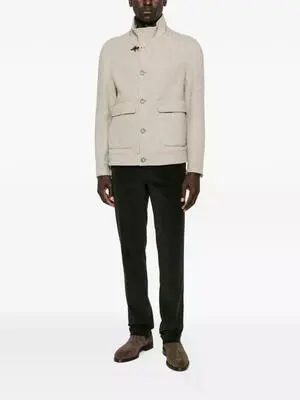 FAY Herringbone-weave Lobster-clasp Coat