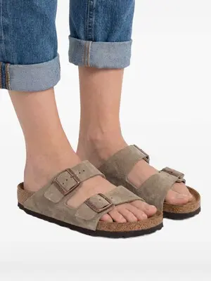BIRKENSTOCK Arizona Suede Leather Sandals - Grey