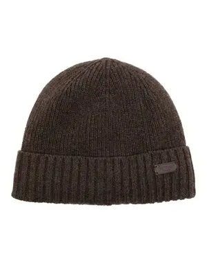 Barbour Logo Patch Ribbed Knit Beanie