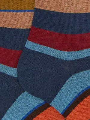 GALLO Long Warm Cotton Socks With Multicoloured Stripes