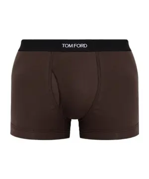 TOM FORD Logo Waistband Stretched Boxers - Brown