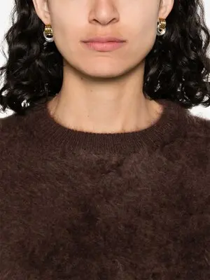 Soft Goat Wool Crewneck Jumper - Brown