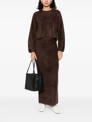 Soft Goat Wool Crewneck Jumper - Brown