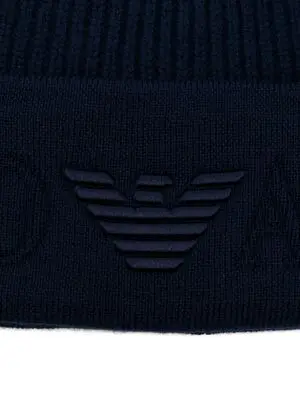 Emporio Armani Logo Embroidered Knitted Beanie