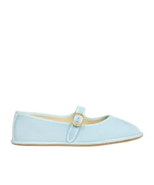 Celine Ve Triomphe Ballerina In Velvet - Light Blue