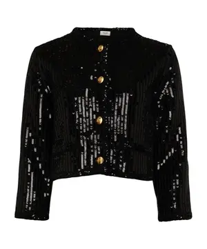 Celine Embroidered Cardigan In Ribbed Mohair - Black