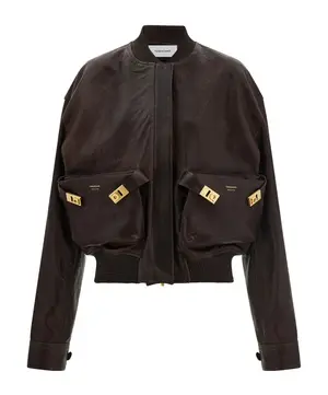 FERRAGAMO Leather Bomber Jacket - Black