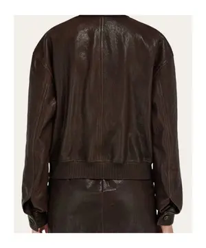 FERRAGAMO Leather Bomber Jacket - Black