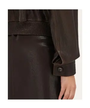 FERRAGAMO Leather Bomber Jacket - Black