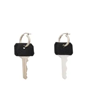 MAISON MARGIELA Silver And Leather Key Earrings