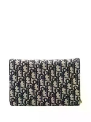 Dior Saddle Chain Oblique Canvas Clutch Bag - Blue