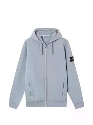 Stone Island 6100067 Brushed Organic-cotton Fleece Hooded Sweatshirt - Grey