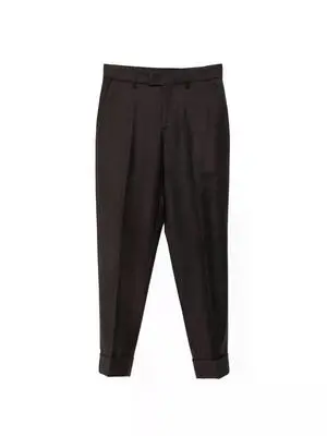 BERWICH Alice Long Pleated-detail Turn-up Trousers - Brown