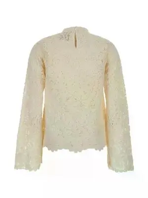 SEMICOUTURE High-neck Floral Lace Blouse