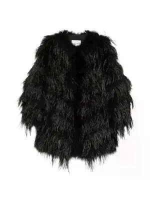 YVES SALOMON Feather-embellished Coat - Black