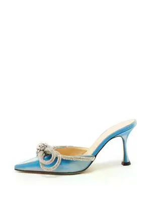 Mach & Mach Double Bow Heeled Mules - Blue