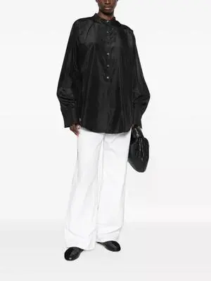 THE ROW Lula Mandarin-collar Silk Shirt