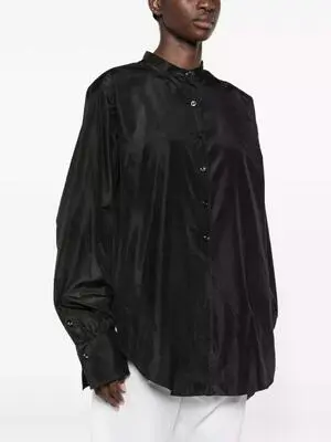 THE ROW Lula Mandarin-collar Silk Shirt