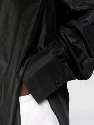 THE ROW Lula Mandarin-collar Silk Shirt