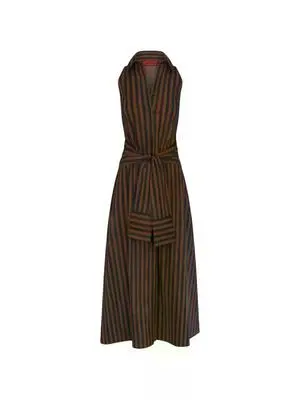 SIMONMILLER Inna Striped Poplin Maxi Dress - Brown