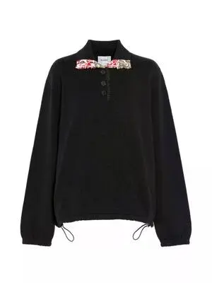 BARRIE Contrast-collar Cashmere Sweater - Black