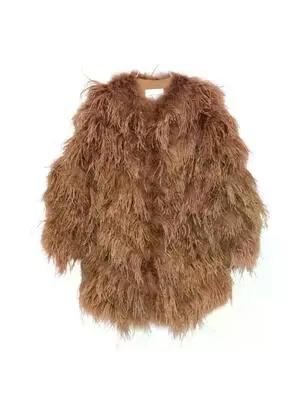 YVES SALOMON Feather-embellished Coat - Brown
