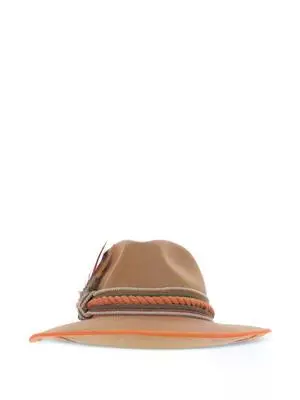ALEXIA ALVAREZ DE TOLEDO Feather-detail Wide-brim Hat - Neutrals