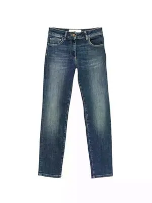 Elisabetta Franchi Faded-effect Embroidered-logo Jeans - Blue