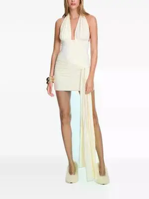 AXEL 113 Coco Draped Halterneck Fitted Mini Dress - Neutrals