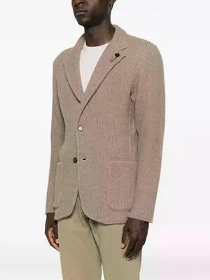 LARDINI Waffle-knit Notched-lapel Jacket - Neutrals